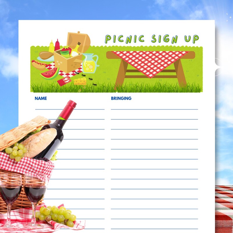 Cookout Sign up Sheet - Etsy