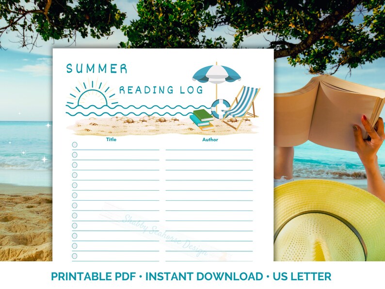 Seaside Summer Reading Log: Printable Book Tracker (US Letter) - Etsy