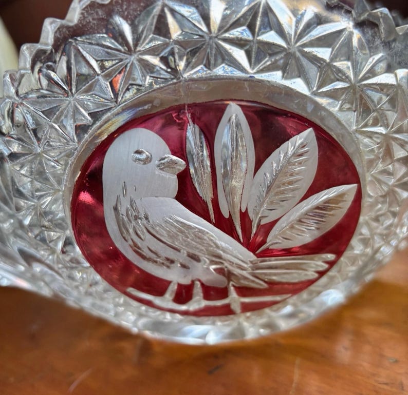 Hofbauer Red Bird Crystal Bowl - Etsy