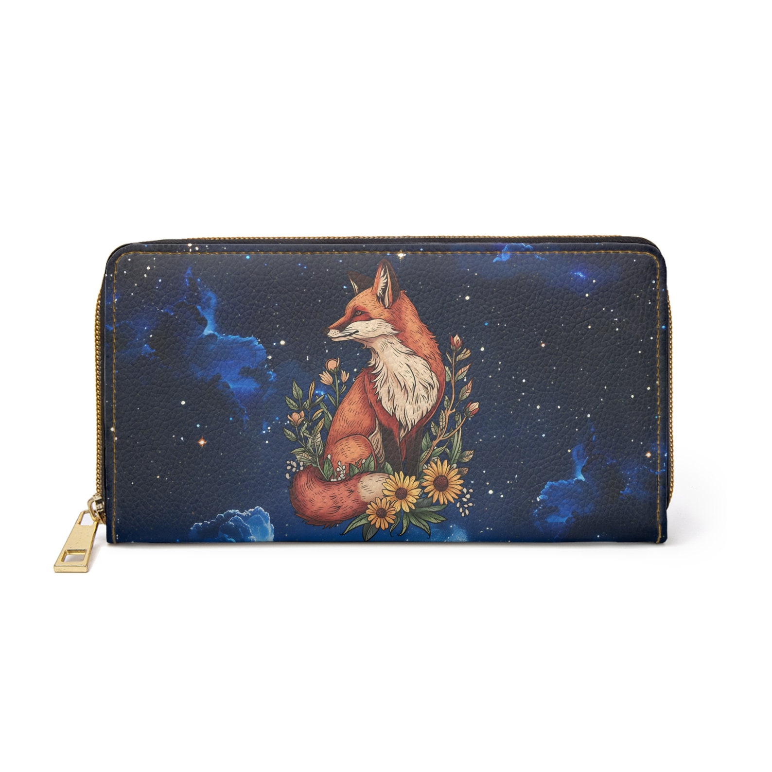 Celestial Cute Fox Wallet, Starry Night Zipper Purse, Bohemian Clutch ...