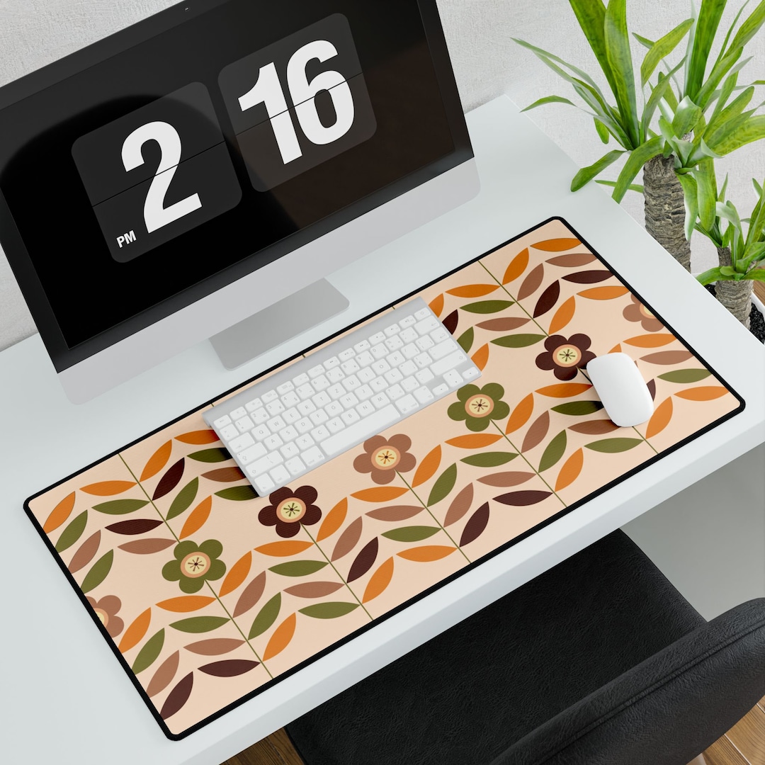 60s Vintage Flowers Deskmat Retro Desk Mats, Mid-century Keyboard Pad ...