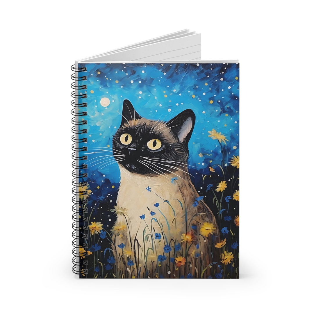 The Starry Night Siamese Cat Journal Vintage Cute Cat Art Notepad Gift ...