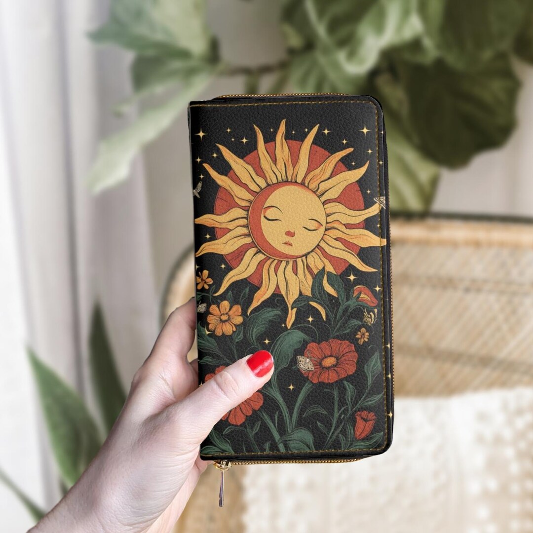 Dark Cottagecore Sun Zipper Wallet, Bohemian Garden Vintage Style Purse ...