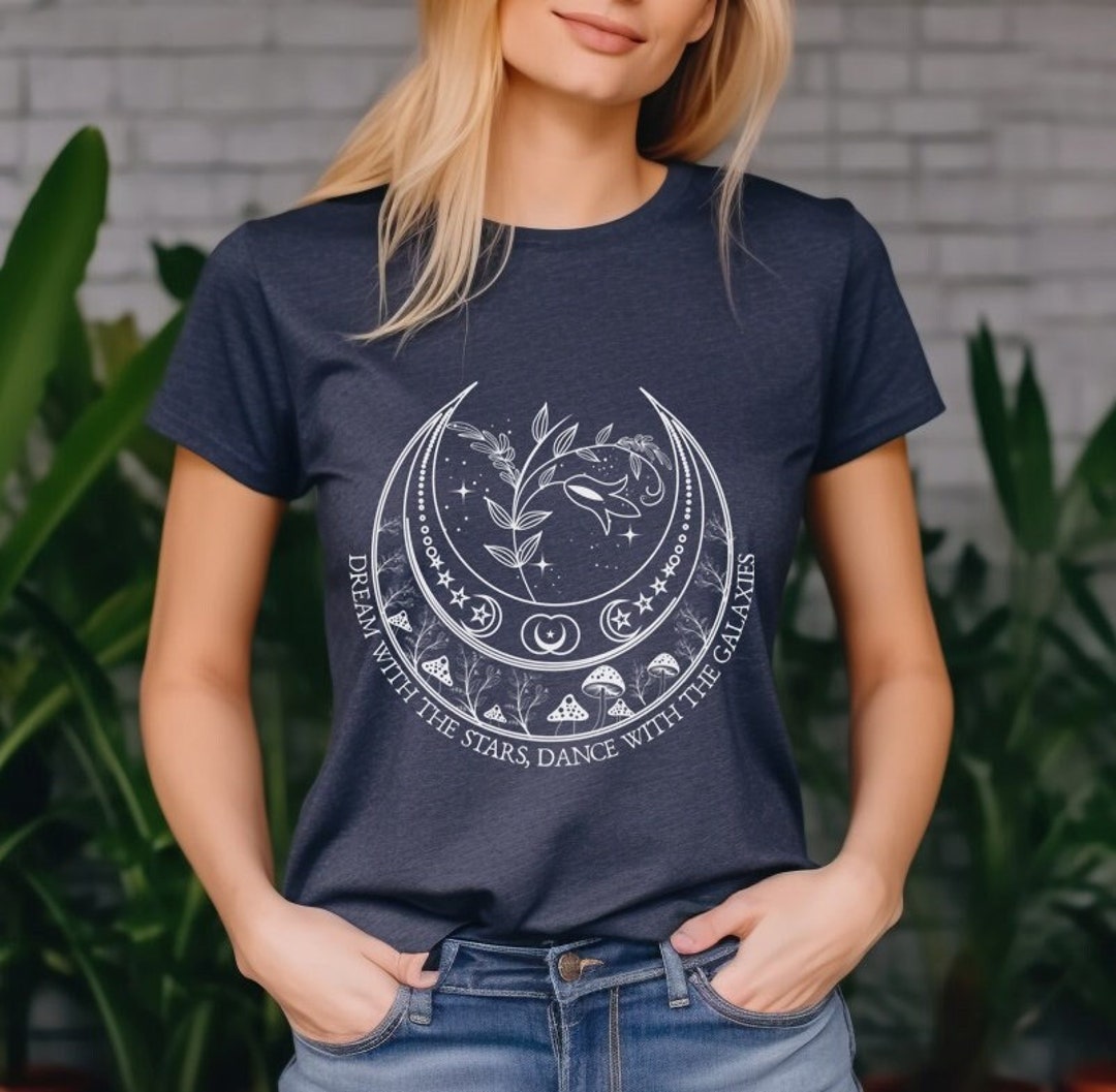 Spiritual Celestial Tshirt Stars Moon Mushrooms Esoteric Tee Dreamy ...