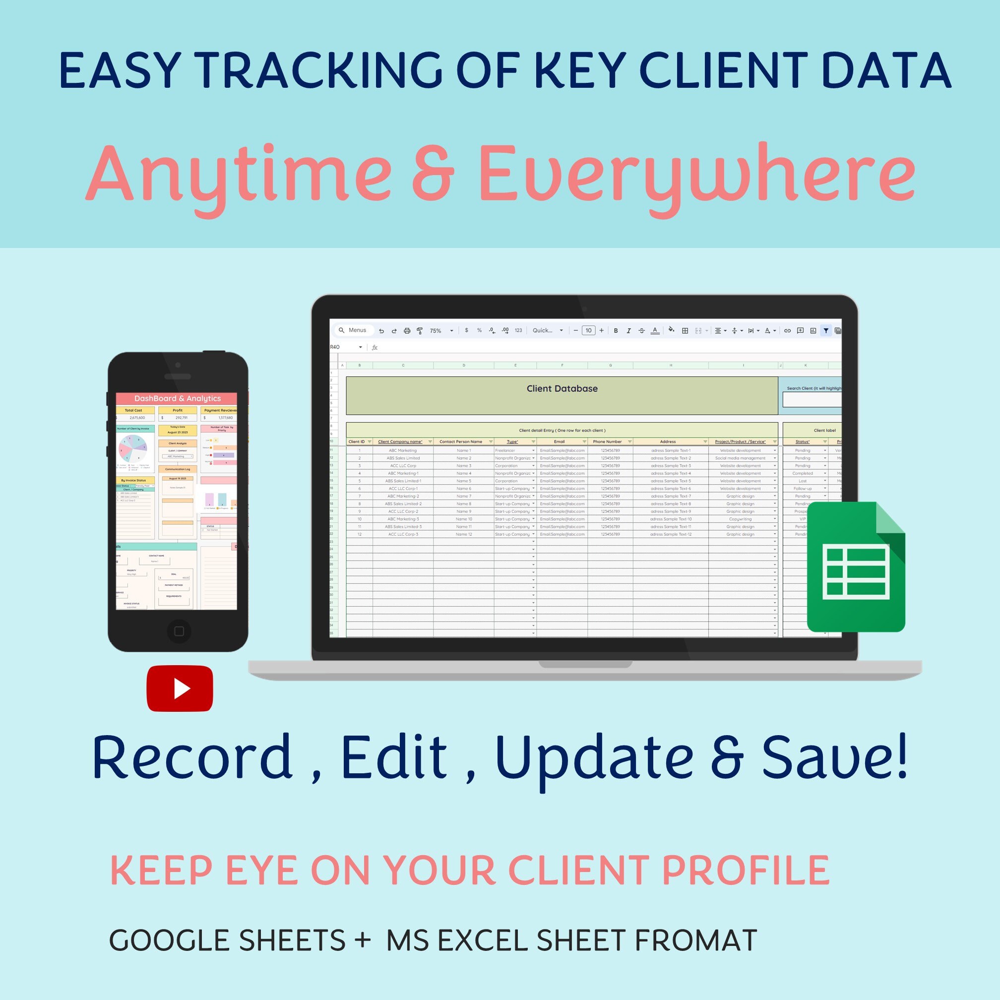 Client Tracker & Management for Small Businesses | CRM Tracker W/ Task ...