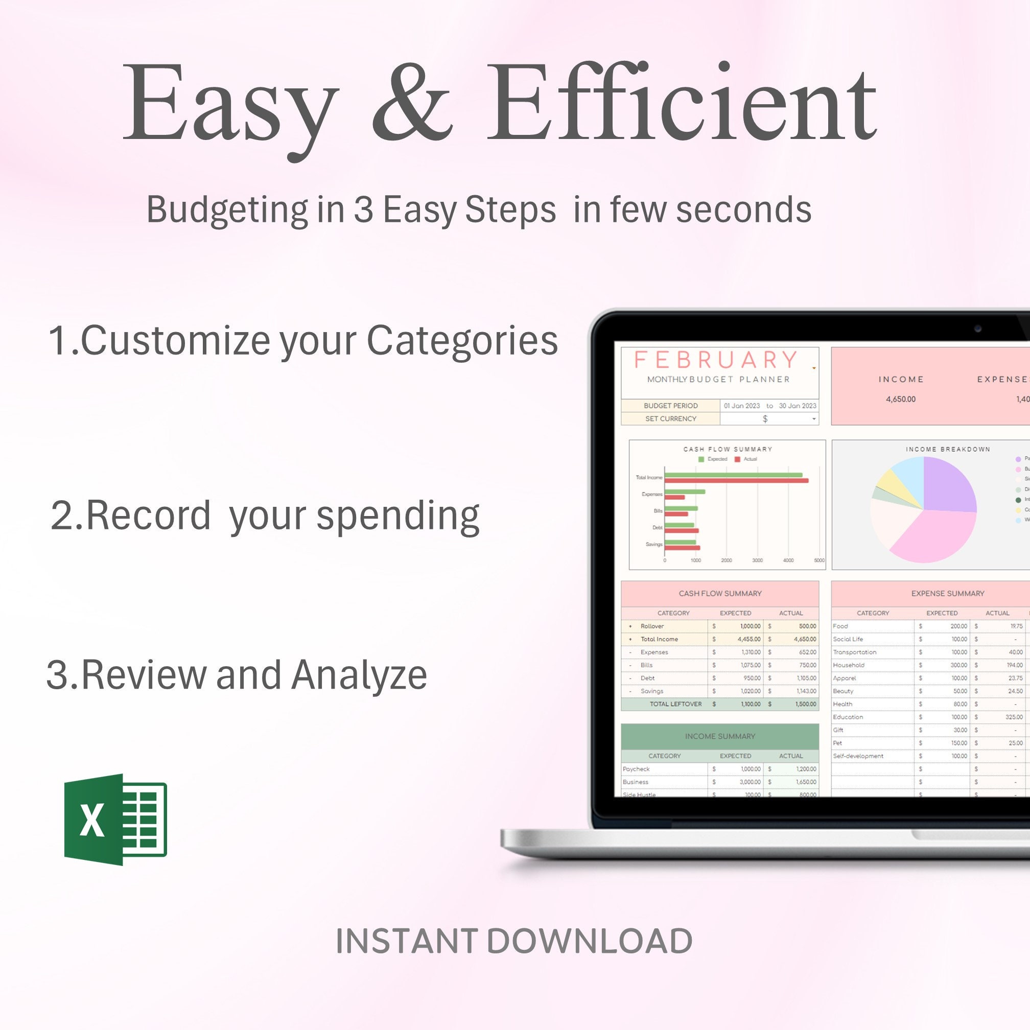 Simple Budget Planner for Excel Sheets | Monthly Budget Spreadsheet ...