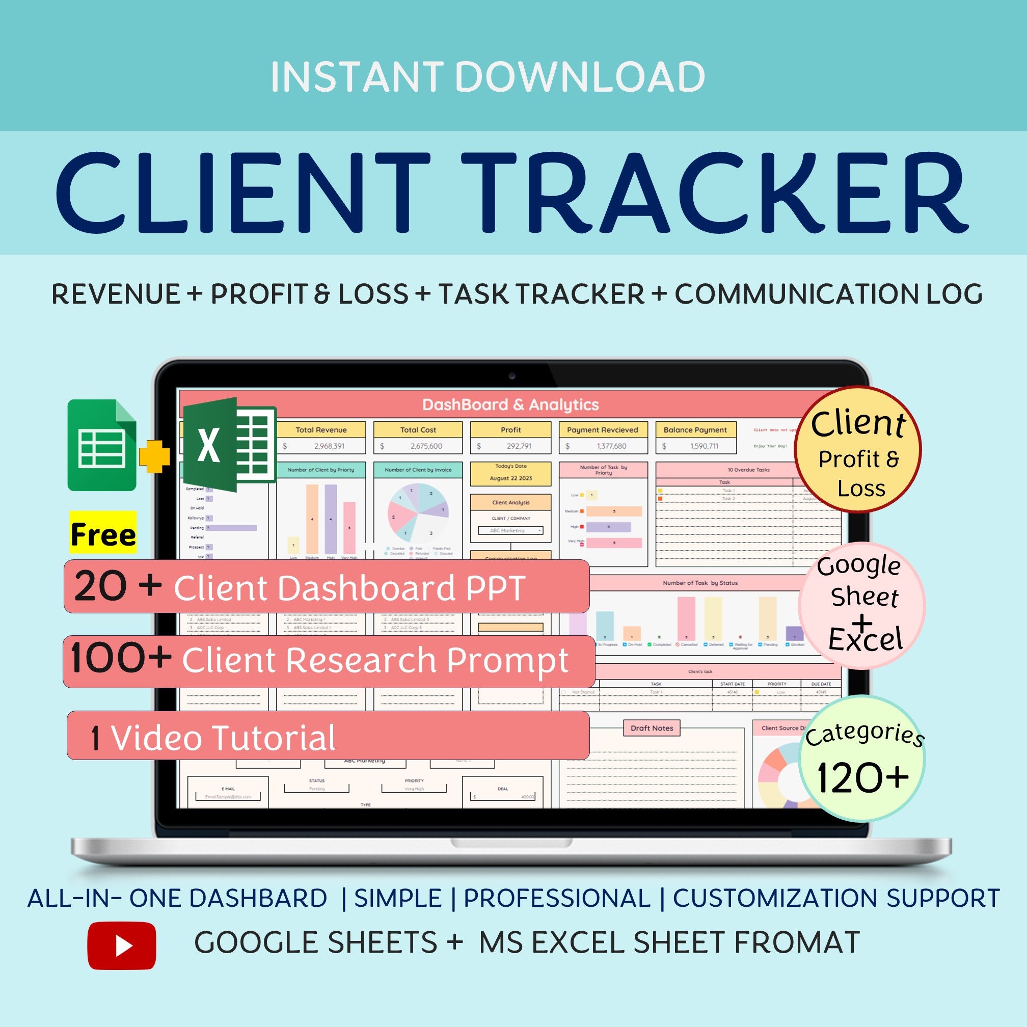 Client Tracker | Client Record Excel | Client Spreadsheet | Excel ...