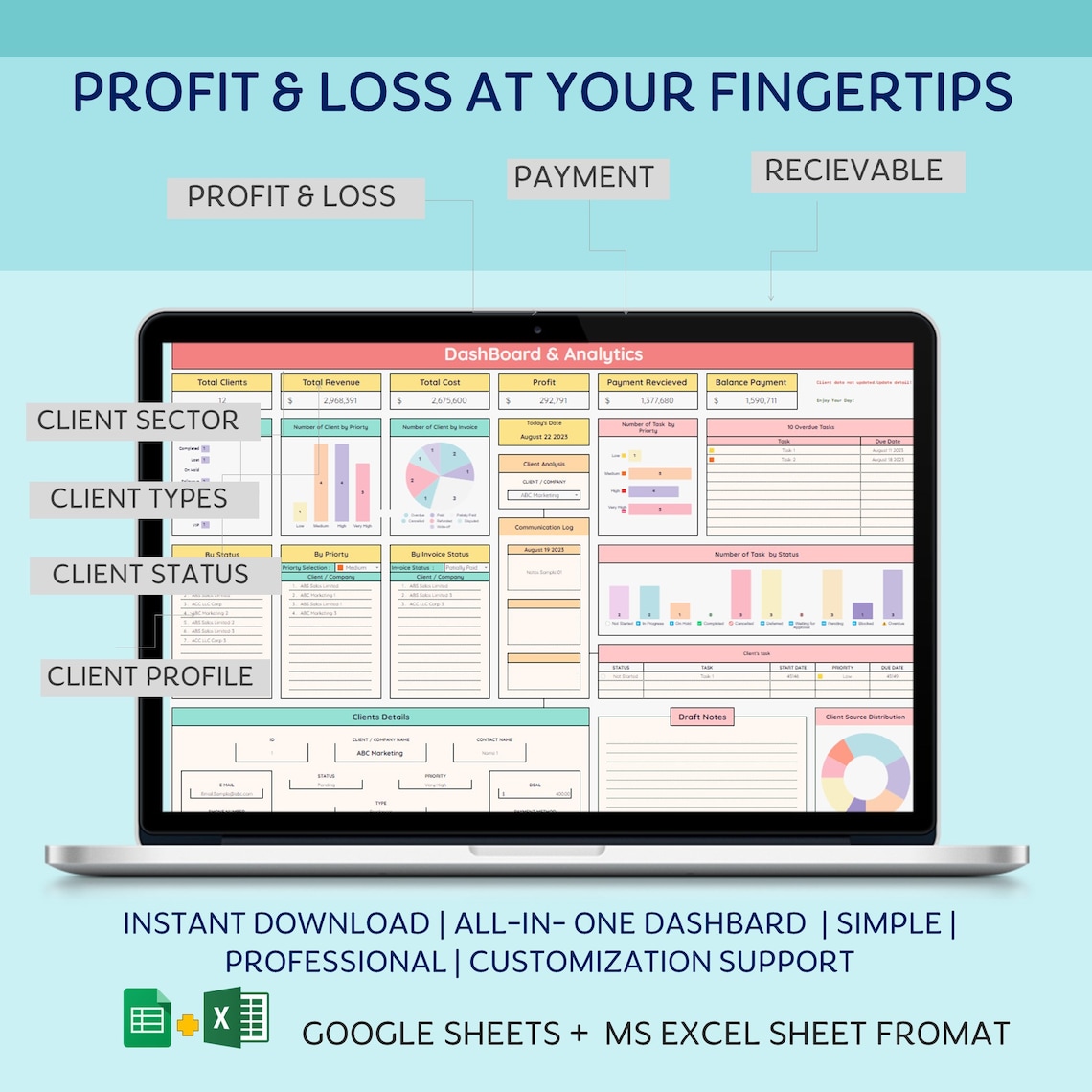 Client Tracker | Client Record Excel | Client Spreadsheet | Excel ...