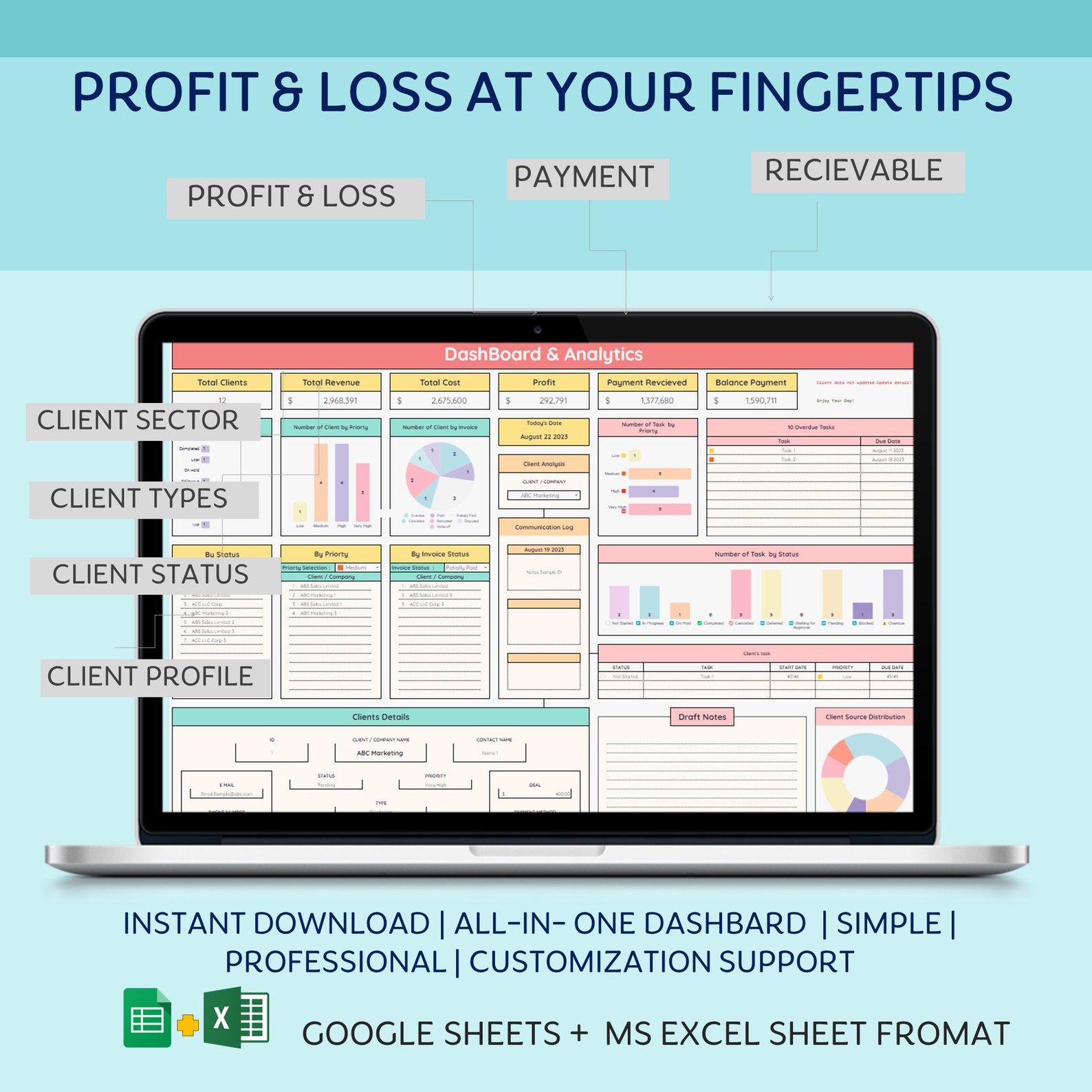 Client Tracker | Client Record Excel | Client Spreadsheet | Excel ...