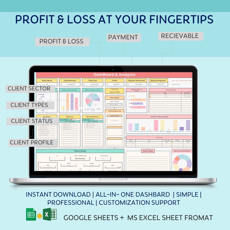 Client Tracker | Client Record Excel | Client Spreadsheet | Excel ...