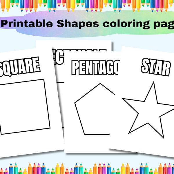 10 Printable Shapes Coloring Pages Worksheets for Kids: Preschool ...