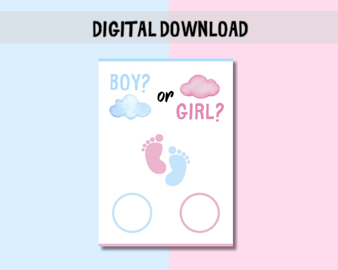 Printable Gender Voting Card Gender Reveal Boy or Girl Baby Shower Card ...