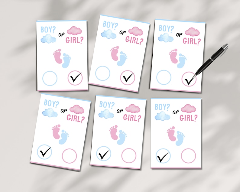 Printable Gender Voting Card Gender Reveal Boy or Girl Baby Shower Card ...