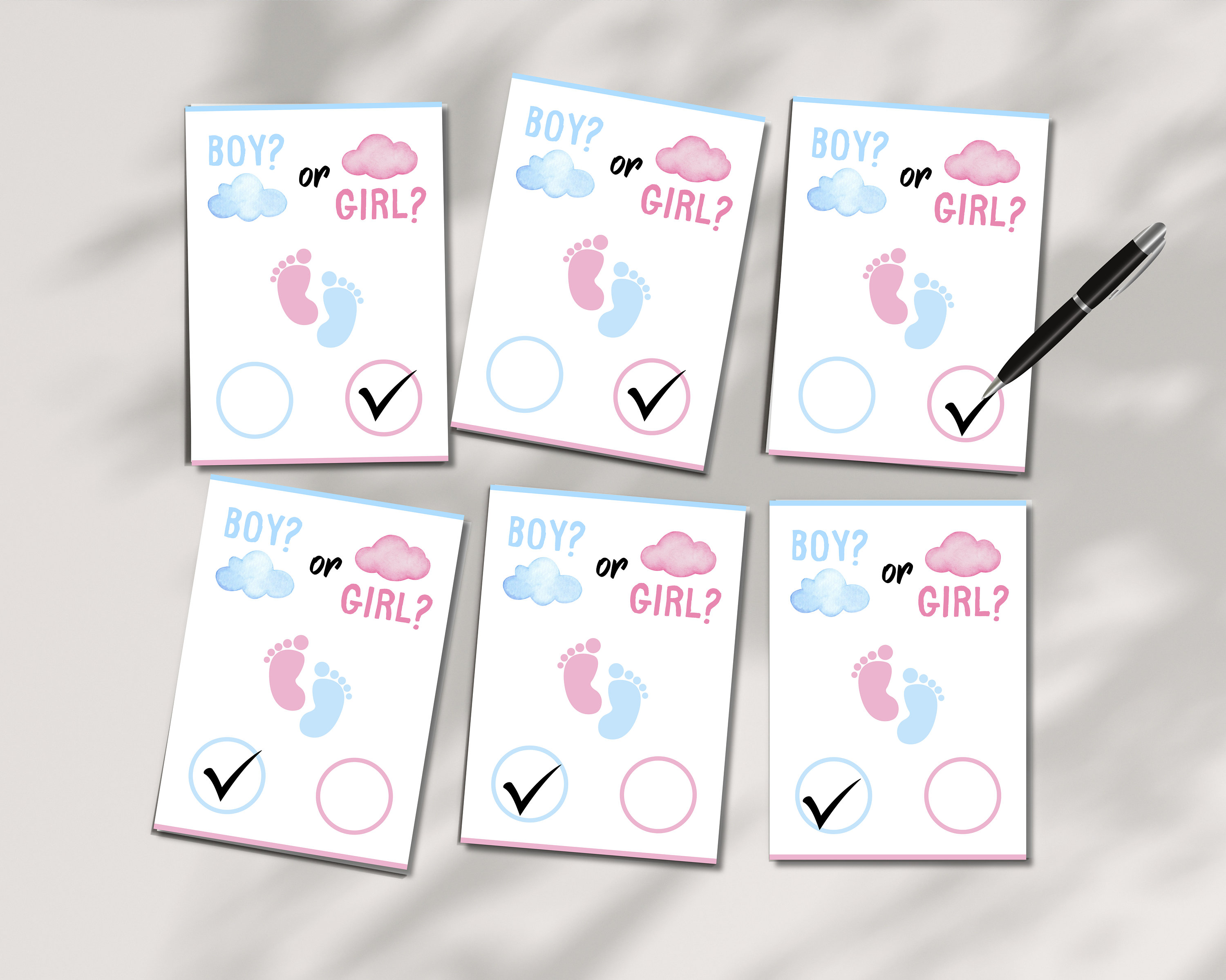 Printable Gender Voting Card Gender Reveal Boy or Girl Baby Shower Card ...