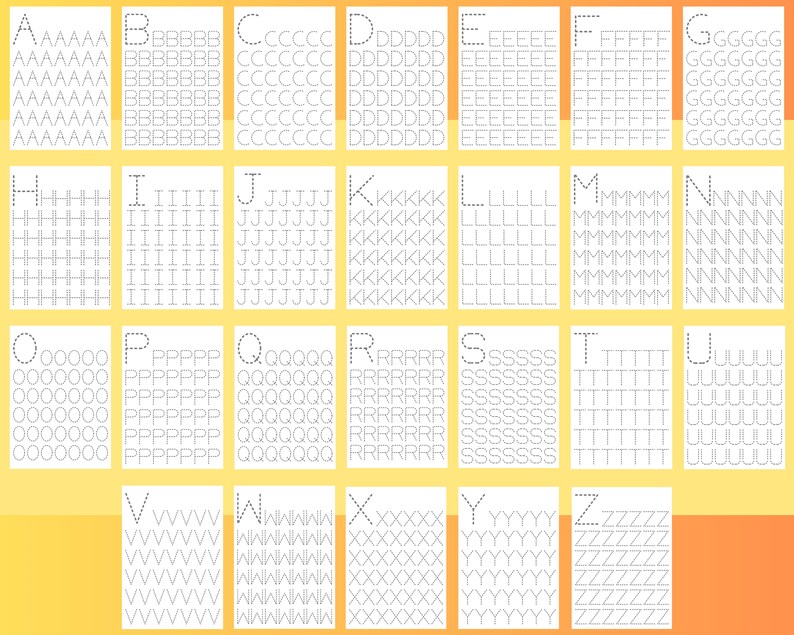 26 Printable Uppercase Alphabet Tracing Worksheets/ Preschool ...