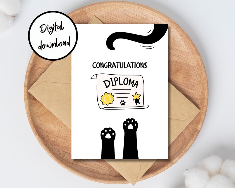Cute Graduation Card | Cat Cards | Achievement Card | College Grad ...
