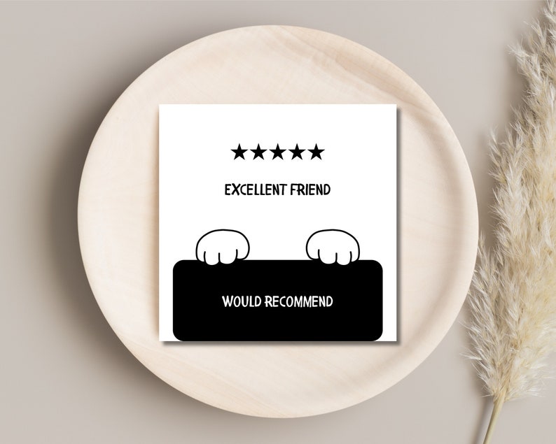 Funny Friend Card 5 Star Rating Card Card for Friend, Friend Birthday ...