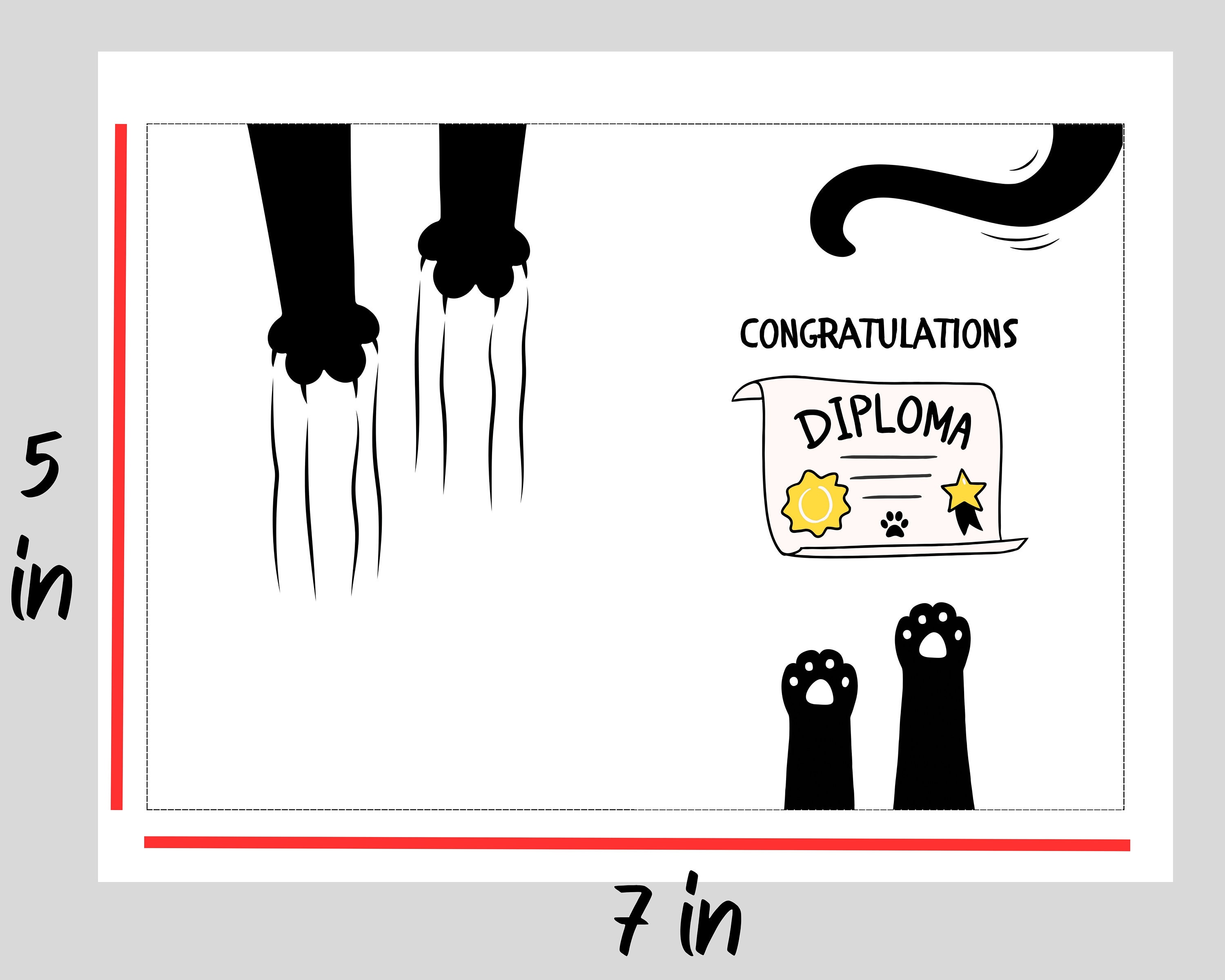 Cute Graduation Card Cat Cards Achievement Card College Grad Highschool ...