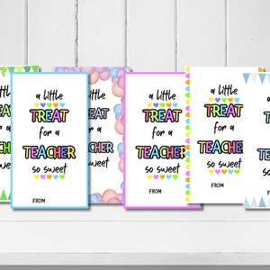 12 Pack Printable Teacher Appreciation Tags , Teacher Sweet Treat Tag ...
