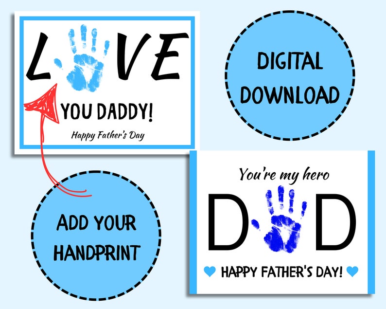 Father's Day Printable Fathers Day Handprint Art Fathers Day Art Bundle ...