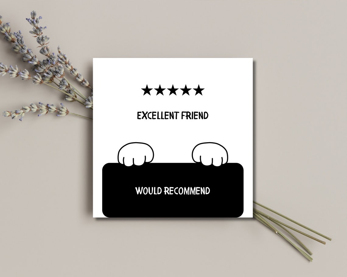 Funny Friend Card 5 Star Rating Card Card for Friend, Friend Birthday ...