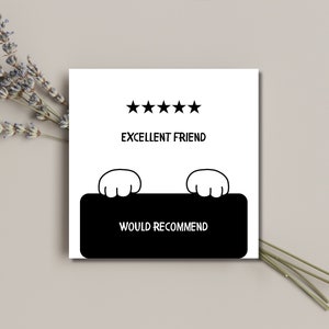 Funny Friend Card | 5 Star Rating Card | Card for Friend, Friend ...