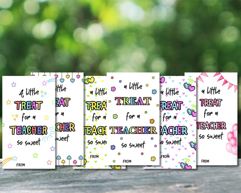 12 Pack Printable Teacher Appreciation Tags , Teacher Sweet Treat Tag ...