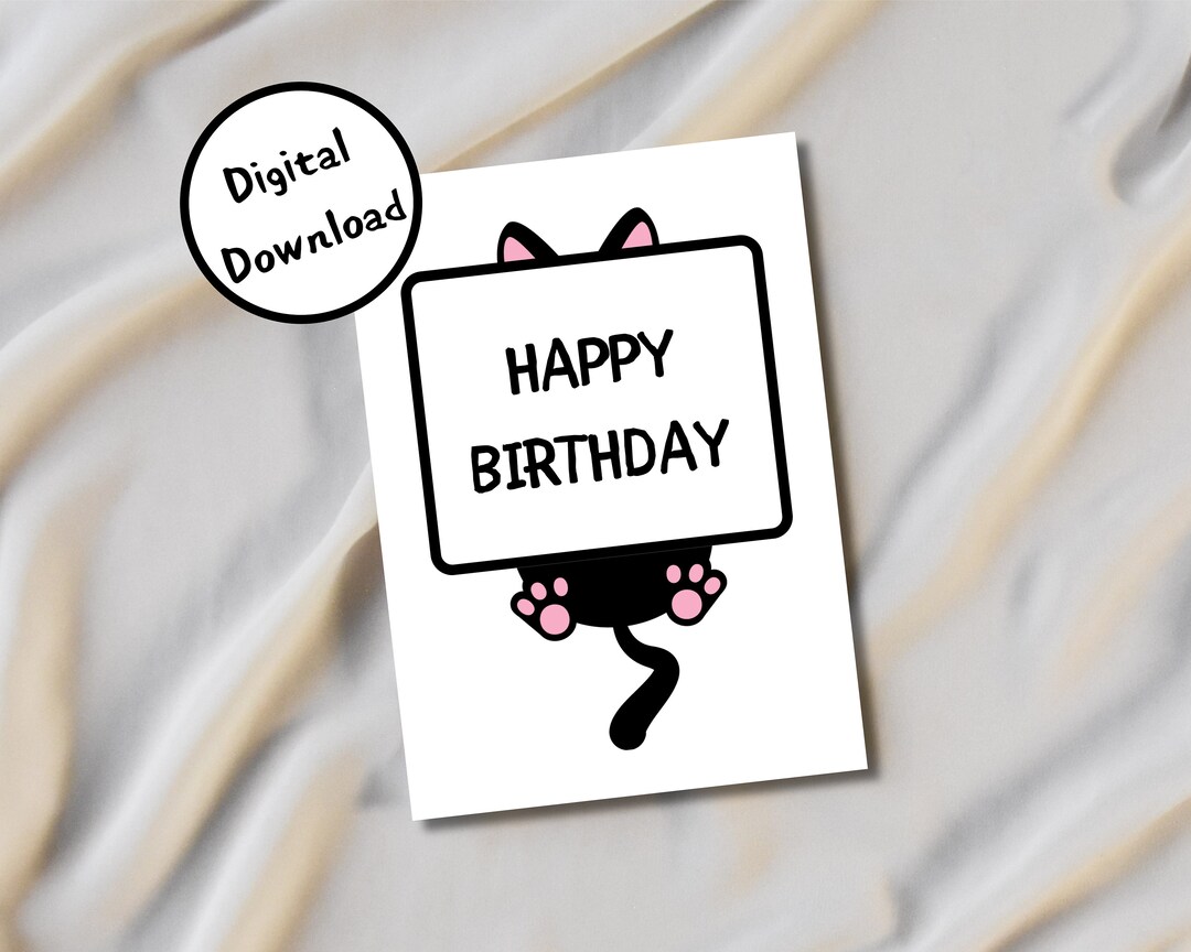 Cat Birthday Card, Cute Birthday Card,funny Cat Card, Birthday Card ...