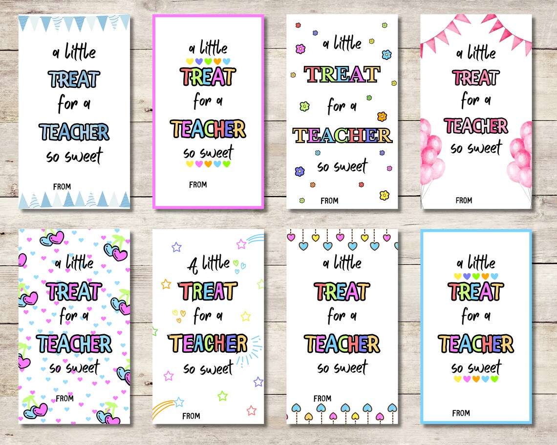12 Pack Printable Teacher Appreciation Tags , Teacher Sweet Treat Tag ...