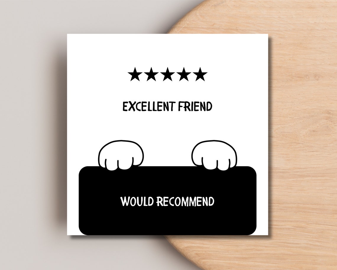 Funny Friend Card 5 Star Rating Card Card for Friend, Friend Birthday ...