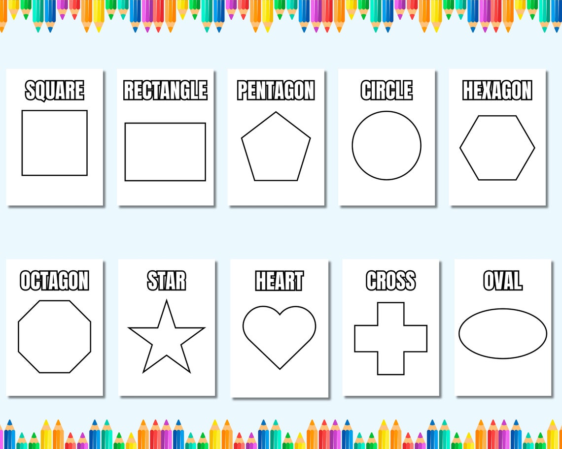 10 Printable Shapes Coloring Pages Worksheets for Kids: Preschool ...