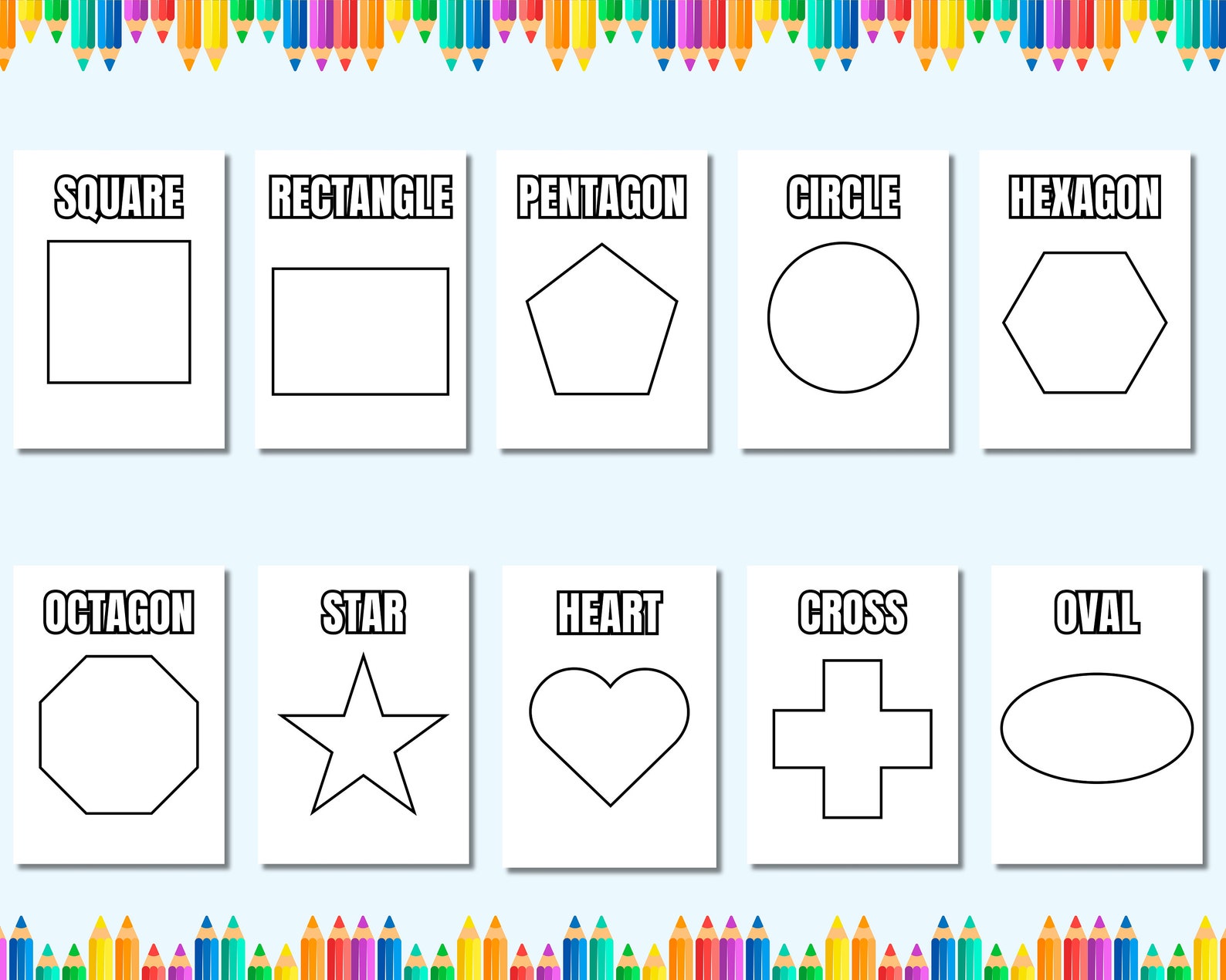10 Printable Shapes Coloring Pages Worksheets for Kids: Preschool ...