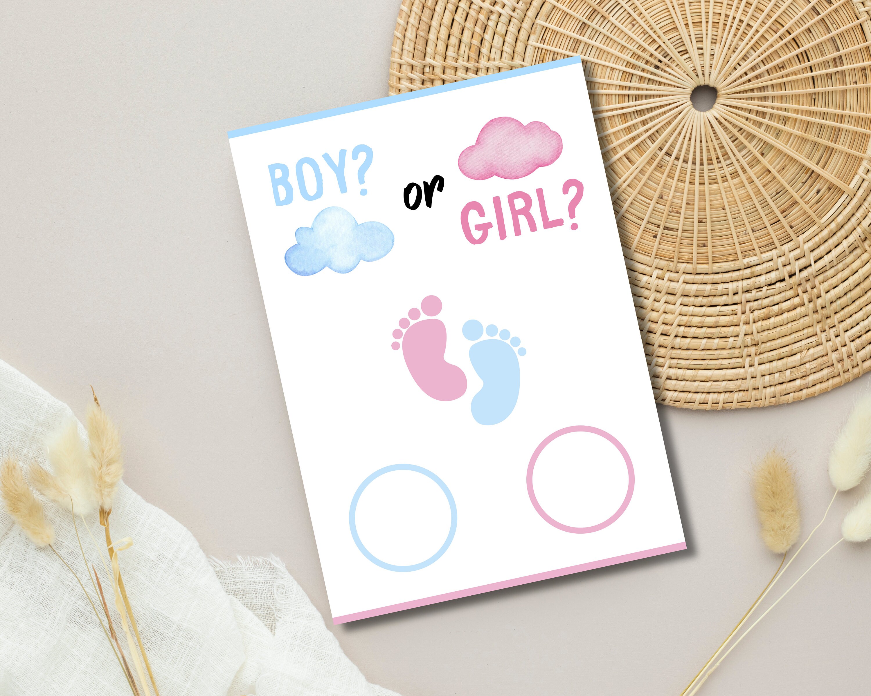 Printable Gender Voting Card Gender Reveal Boy or Girl Baby Shower Card ...