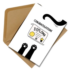 Cute Graduation Card | Cat Cards | Achievement Card | College Grad ...