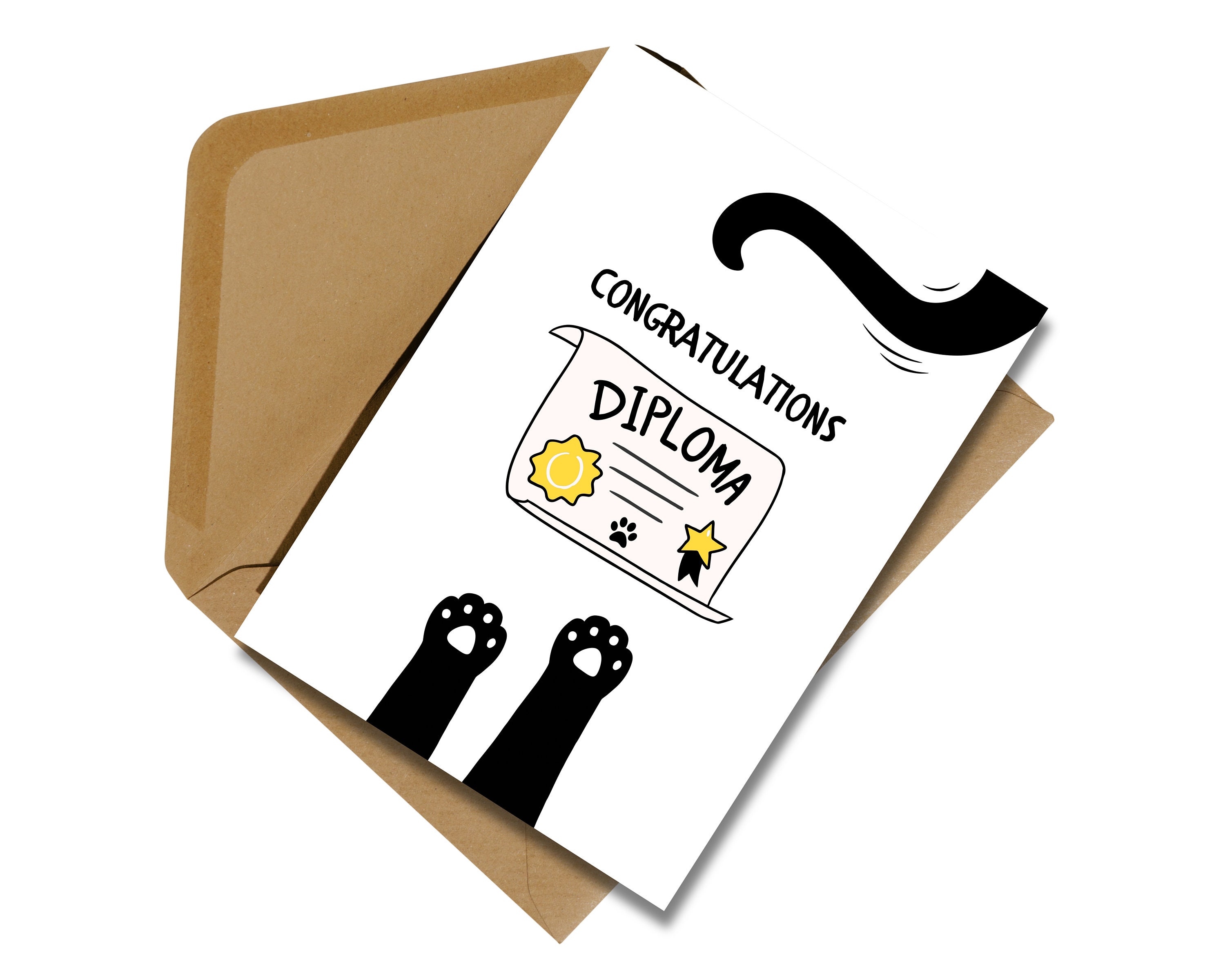 Cute Graduation Card | Cat Cards | Achievement Card | College Grad ...