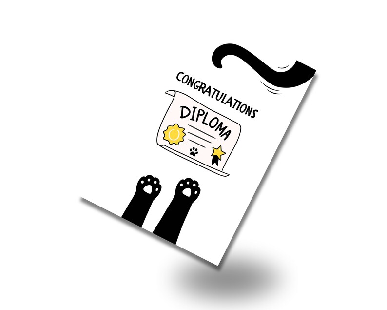 Cute Graduation Card | Cat Cards | Achievement Card | College Grad ...