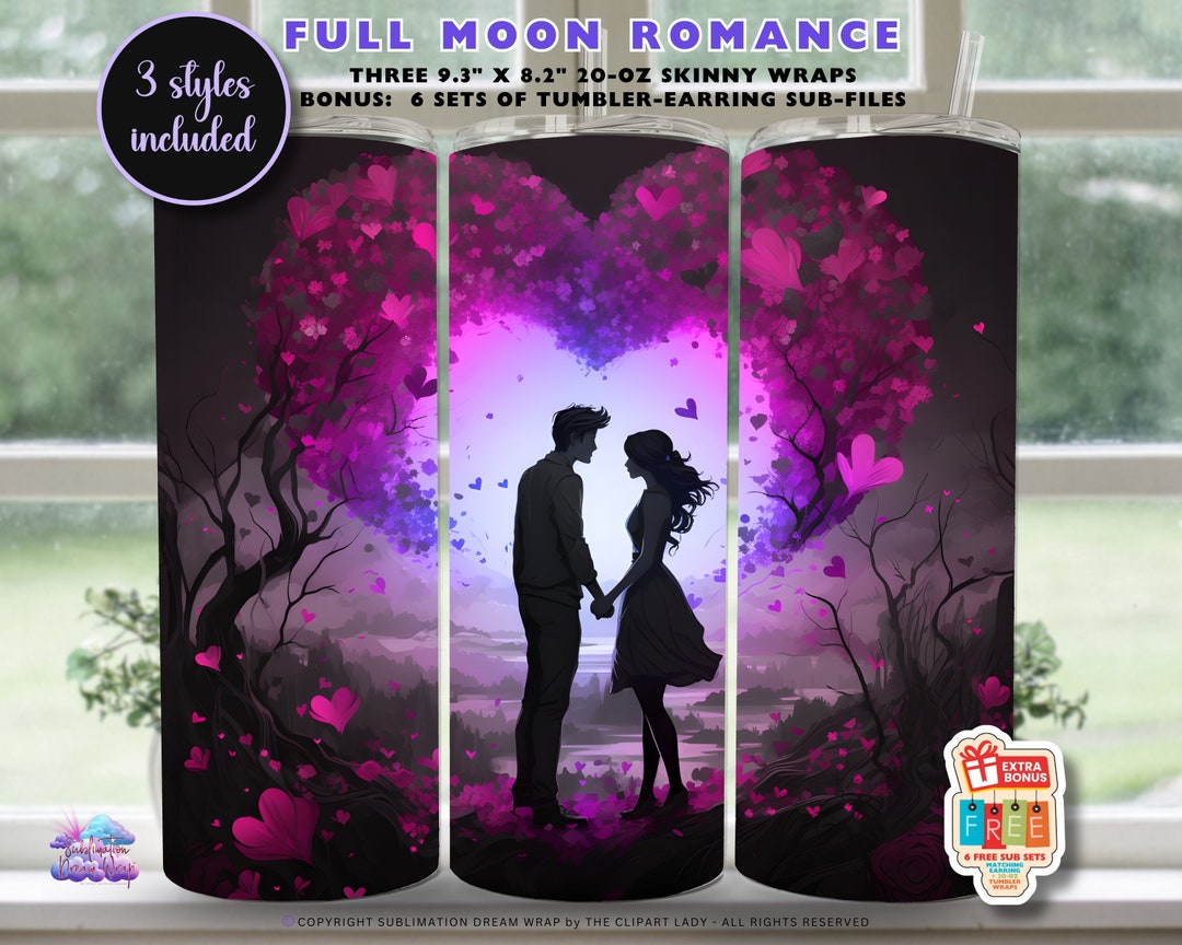 Romantic 20oz Tumbler Wrap PNG Sublimation Design Seamless Skinny Tumbler Designs Love Valentine ...