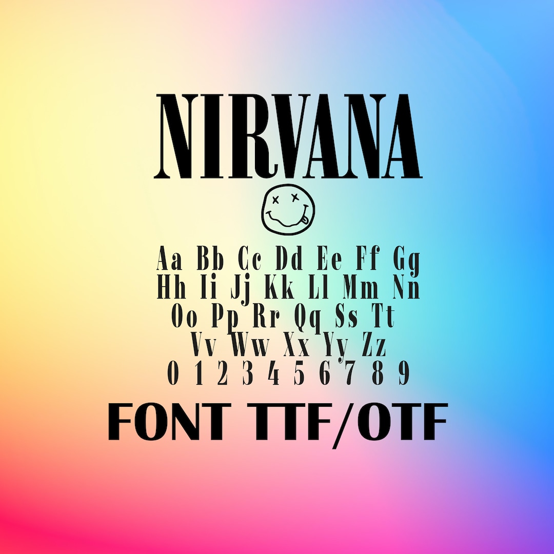 Nirvana font ttf otf alphabet - Etsy Portugal