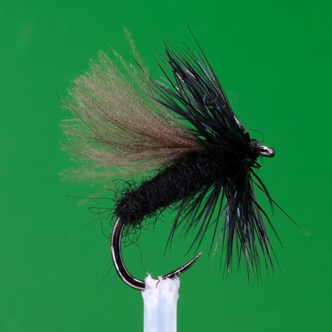 Mini CDC Sedge Black Caddis Terrestrial Trout Fly Fishing Barbless Dry ...