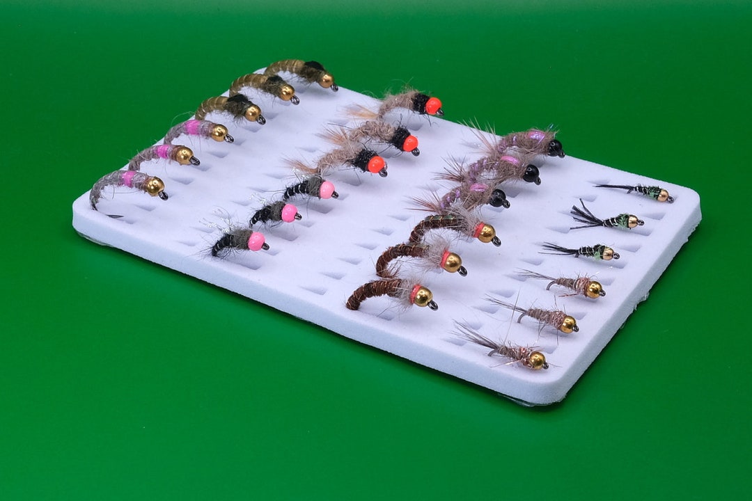 Bead Head Nymphs Set 24x Barbless Trout Grayling Flies Nymphs Sizes ...