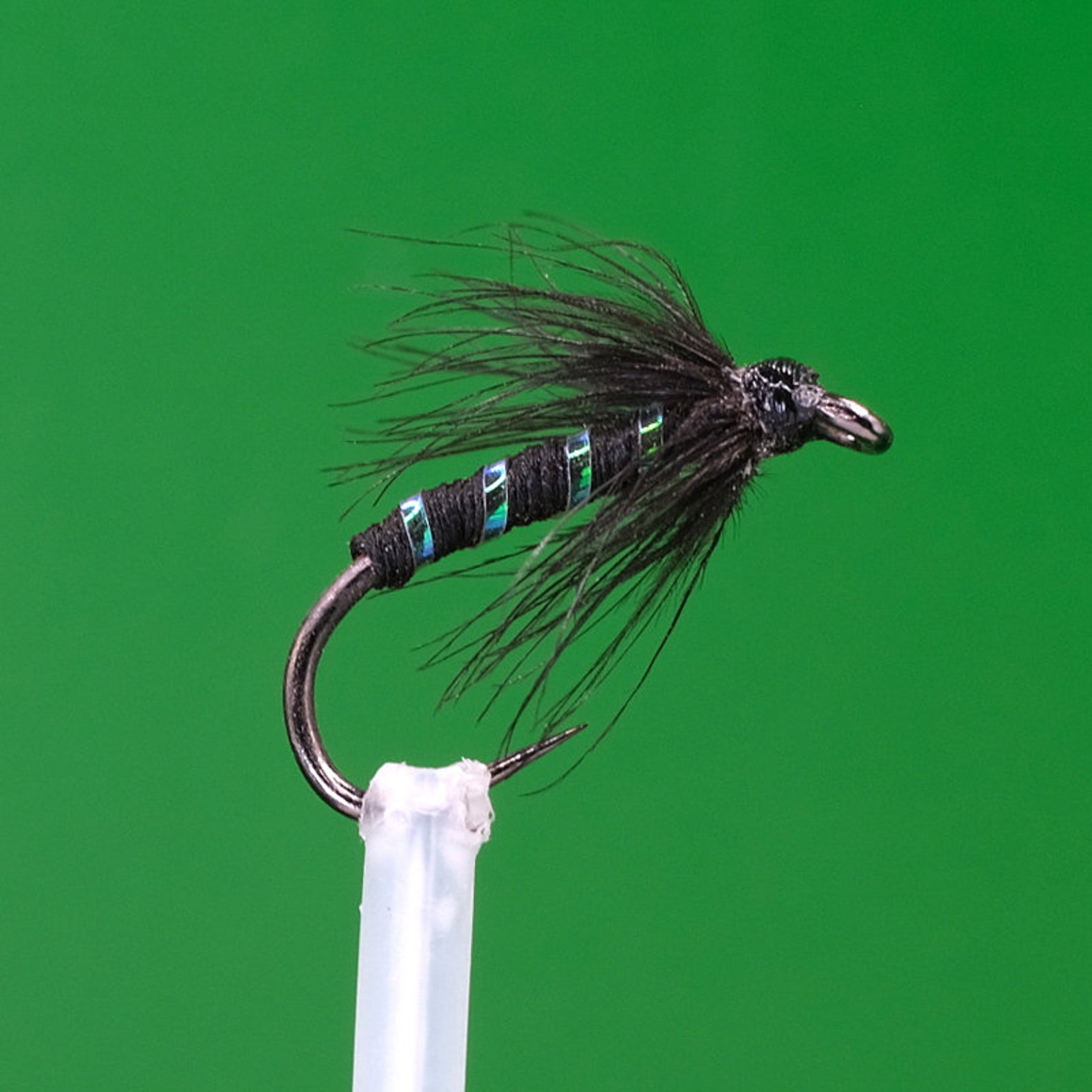 Black Spider Pearl Rib Size 14BL Barbless Fly Fishing Wet Flies Spiders ...
