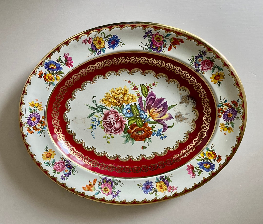 Vintage Floral Tray, Daher Floral Metal Tray, Tea Party Decor - Etsy