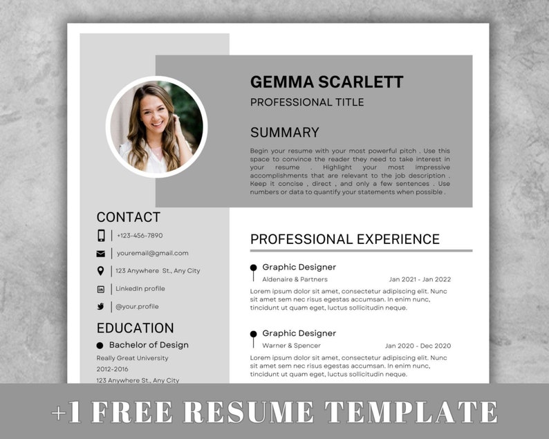 Modèle de CV professionnel avec photo, modèle de CV pour Word et pages ...