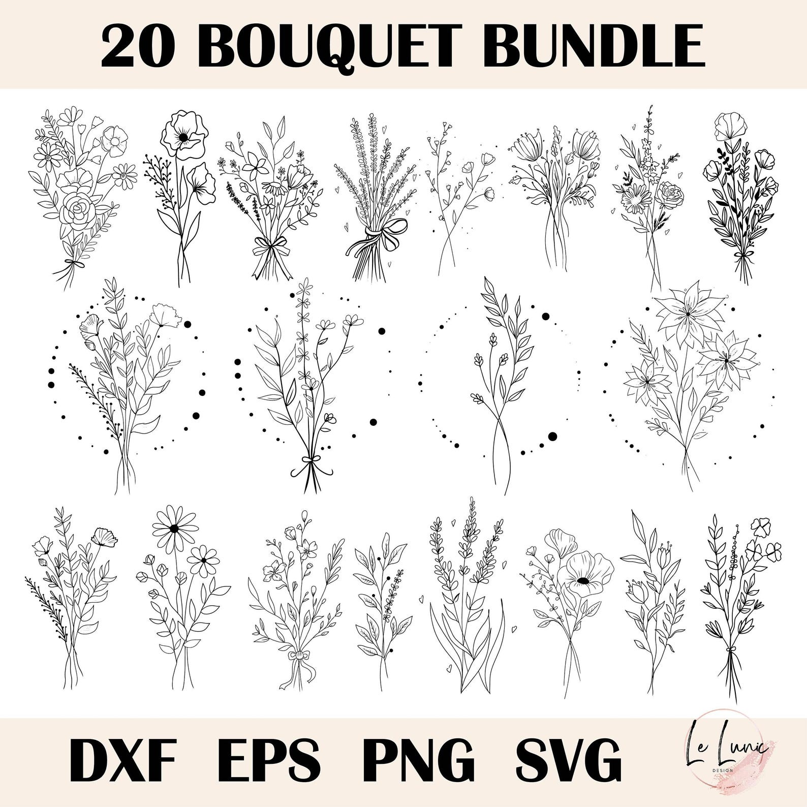 Bouquet Svg Bundle, Floral Svg Bundle, Flower Svg, Wildflower Svg ...