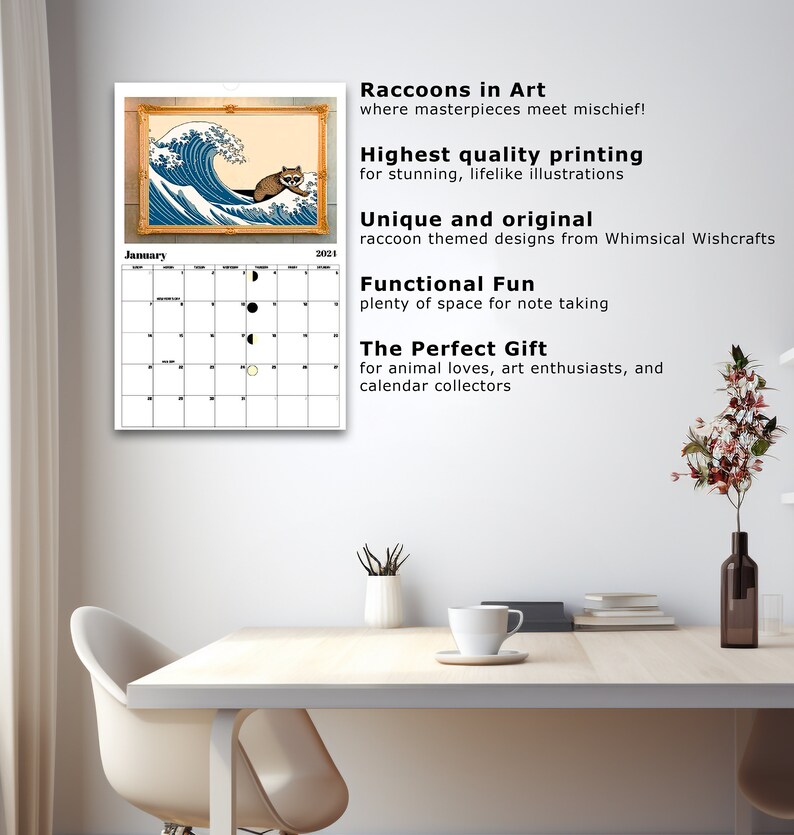 Raccoons in Art - 2024 Large Wall Calendar - Quirky, Weird, Cute ...