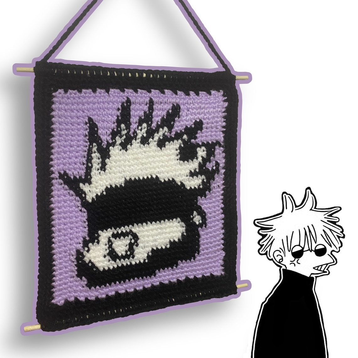 Gojo Satoru Crochet Tapestry - Etsy