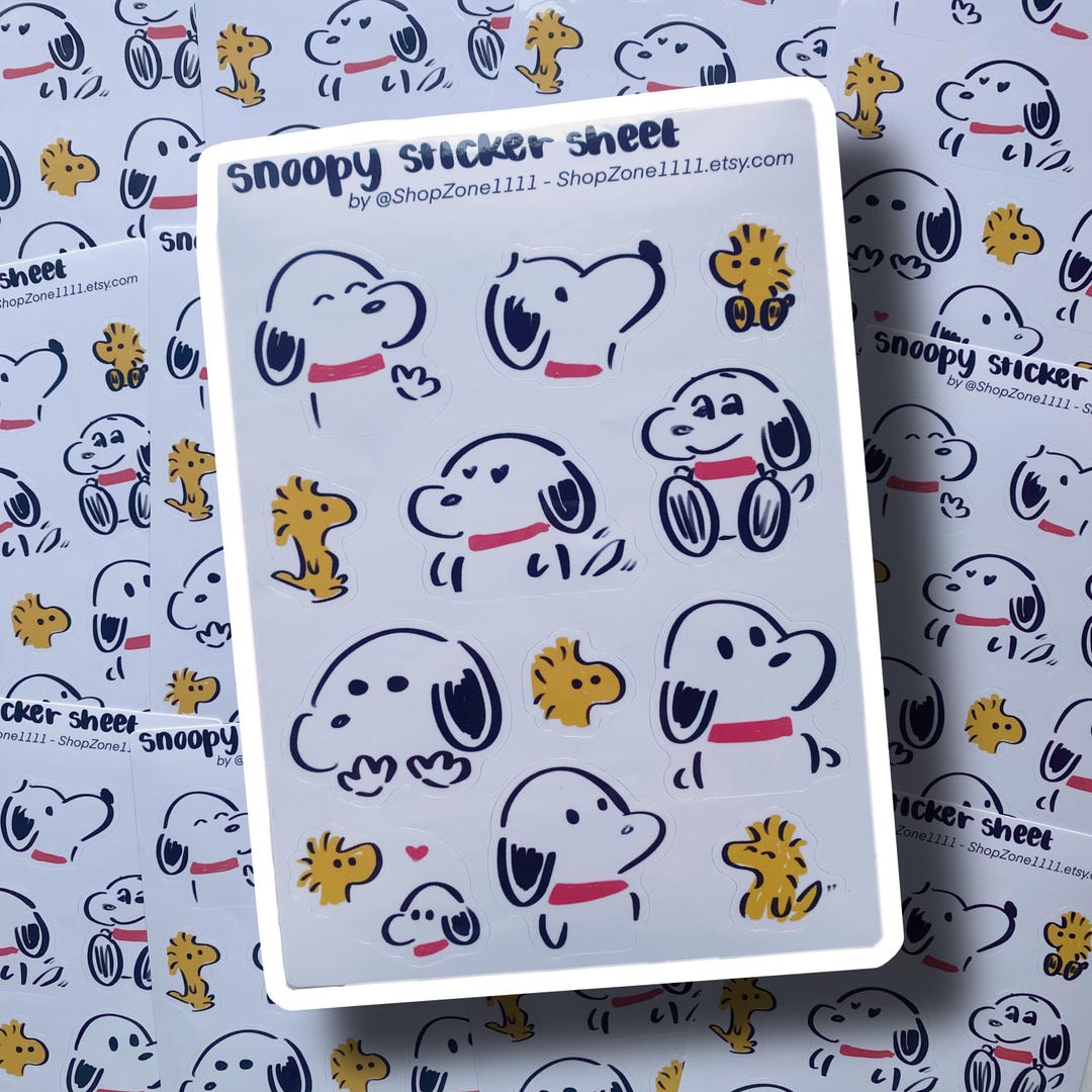 Snoopy Sticker Sheet - Cartoon Stickers - Etsy