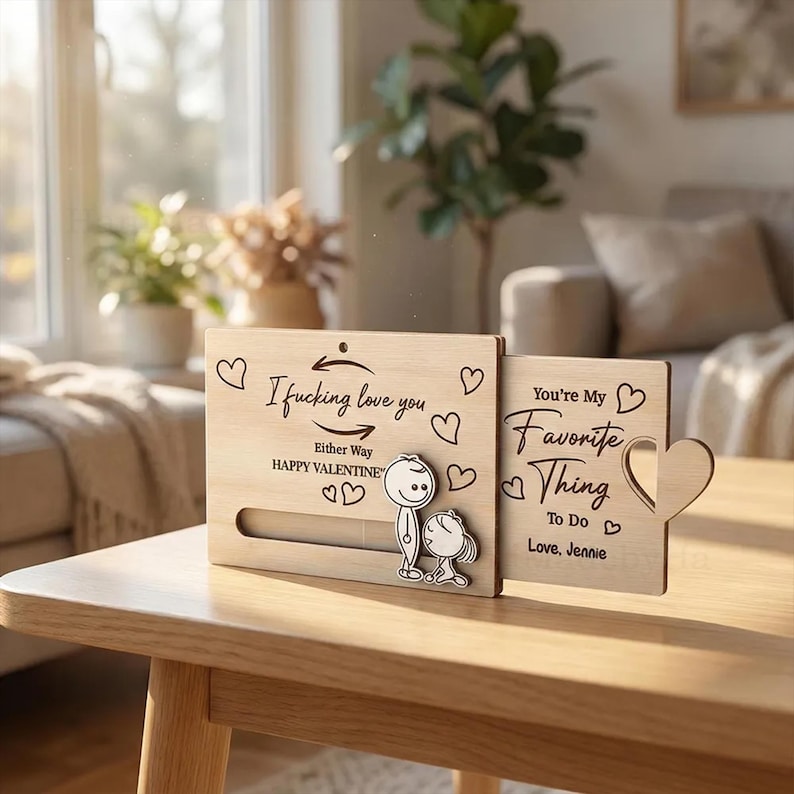 Funny Inappropriate Couple I Fcking Love You - Personalized Wooden ...