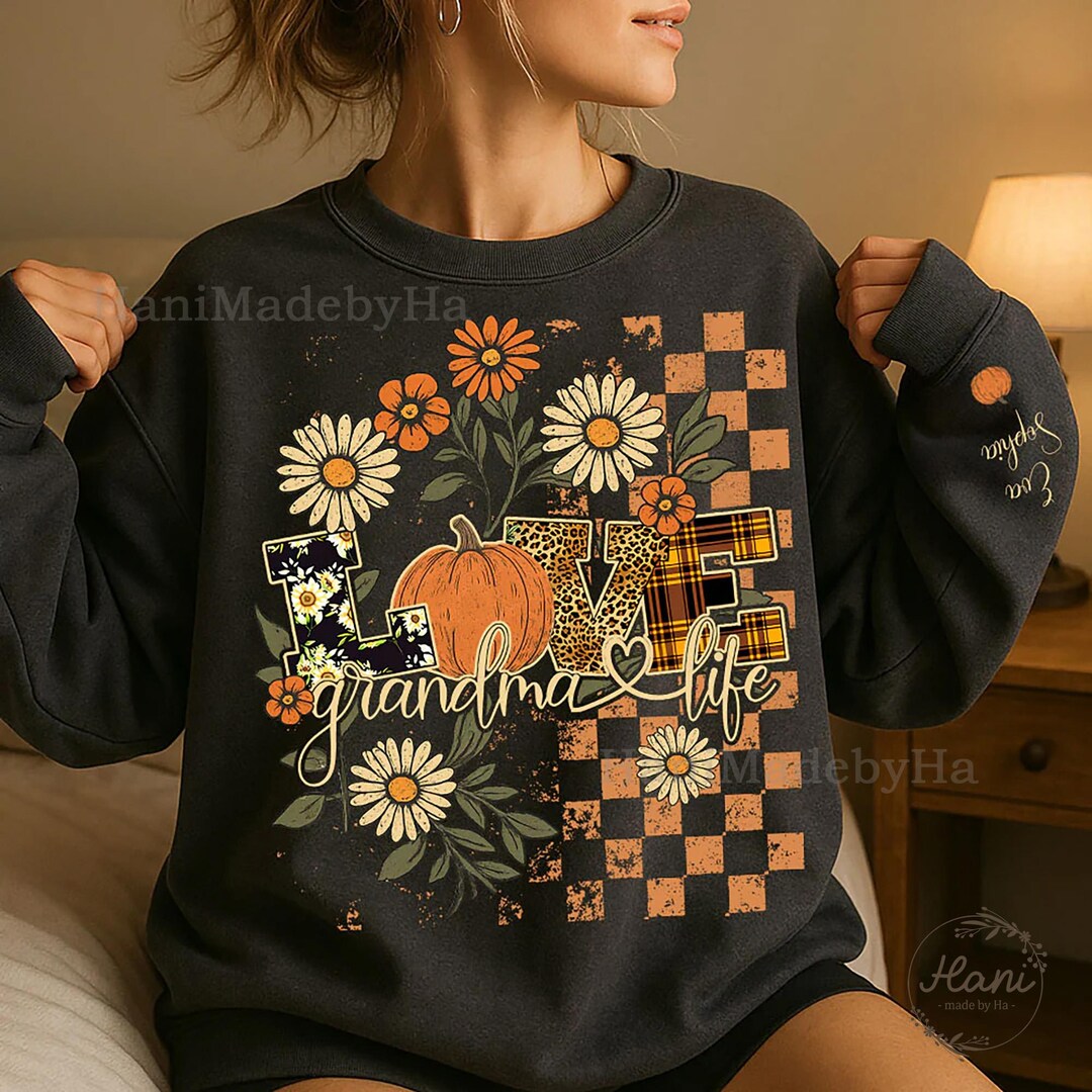 Personalized Love Grandma Fall Pumpkin Sweatshirt, Autumn Season Cozy ...