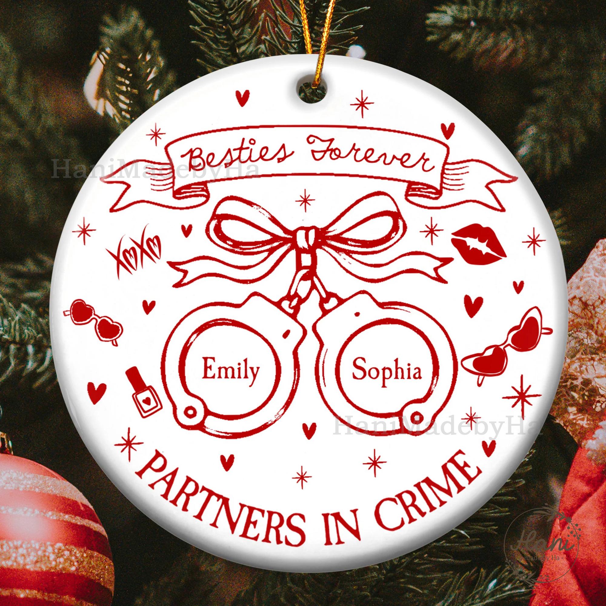 Personalized Partners in Crime Ceramic Ornament, Besties Forever ...